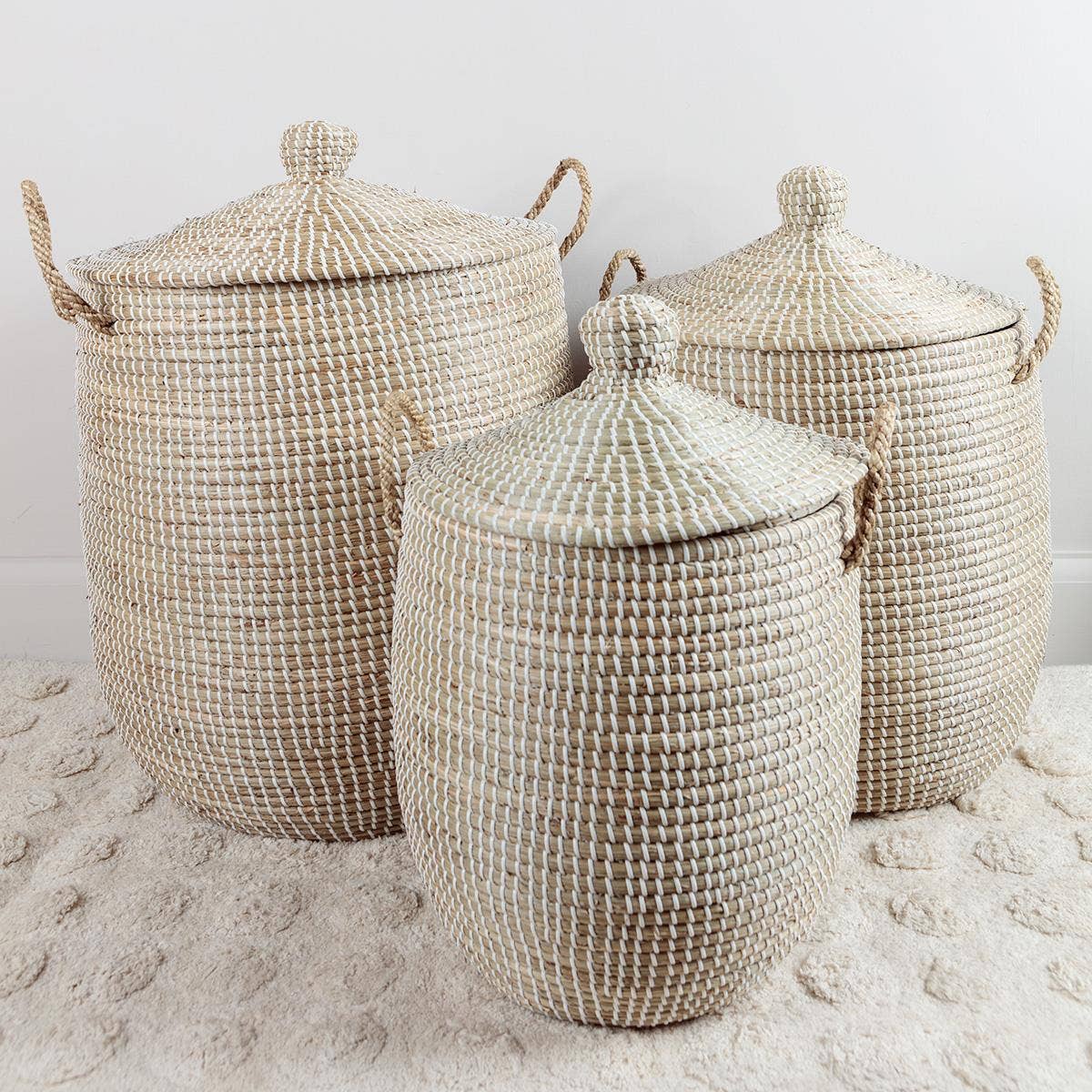 Seagrass Laundry Basket with Lid Small